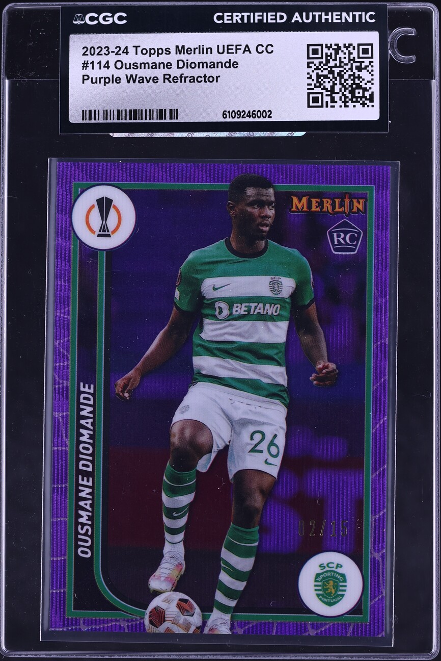 2023 Topps Merlin UEFA CC Purple Wave Refractor Ousmane Diomande ROOKIE ...