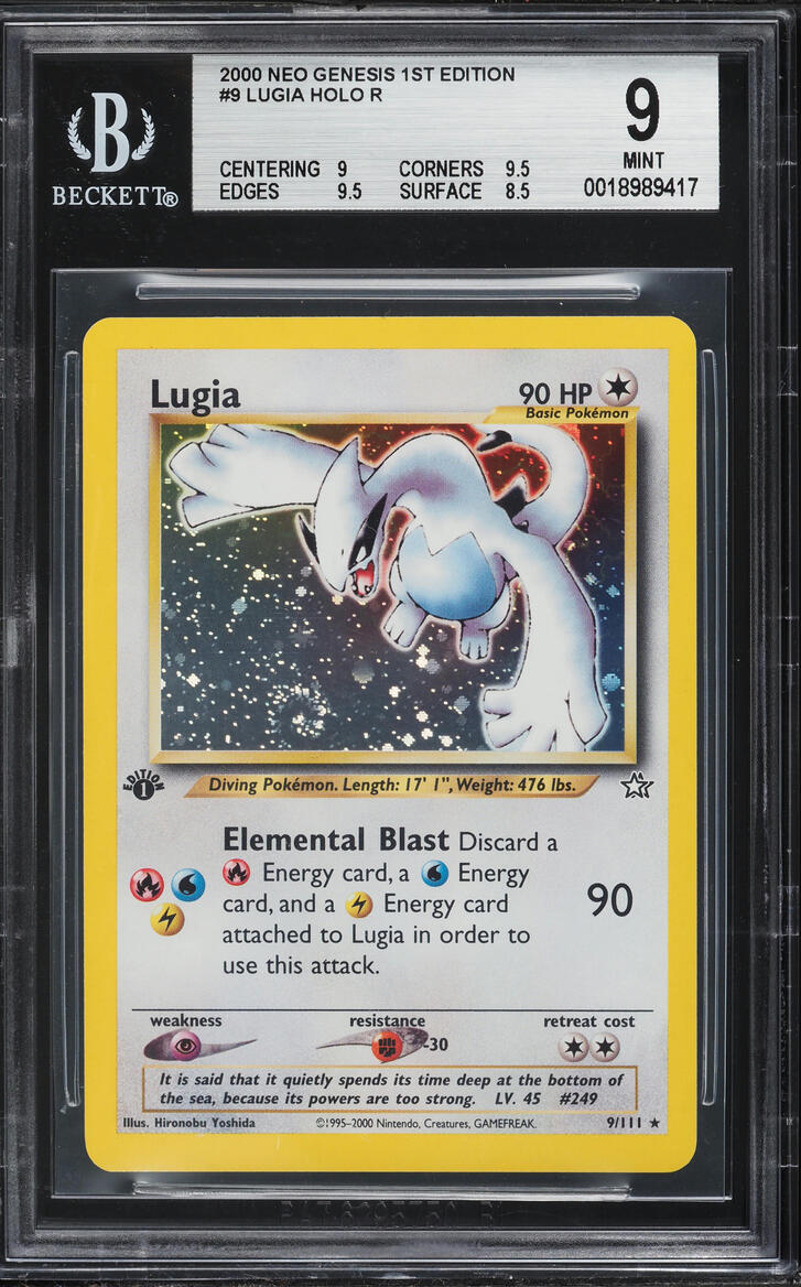 2000 Pokemon Neo Genesis 1st Edition Holo Lugia #9 BGS 9 MINT on ...