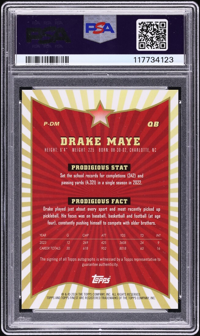 2024 Finest Prodigies Oil Spill Refractor Drake Maye ROOKIE AUTO /10 #P ...