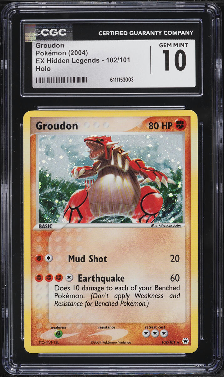 2004 Pokemon EX Hidden Legends Holo Groudon #102 CGC 10 GEM MINT on ...