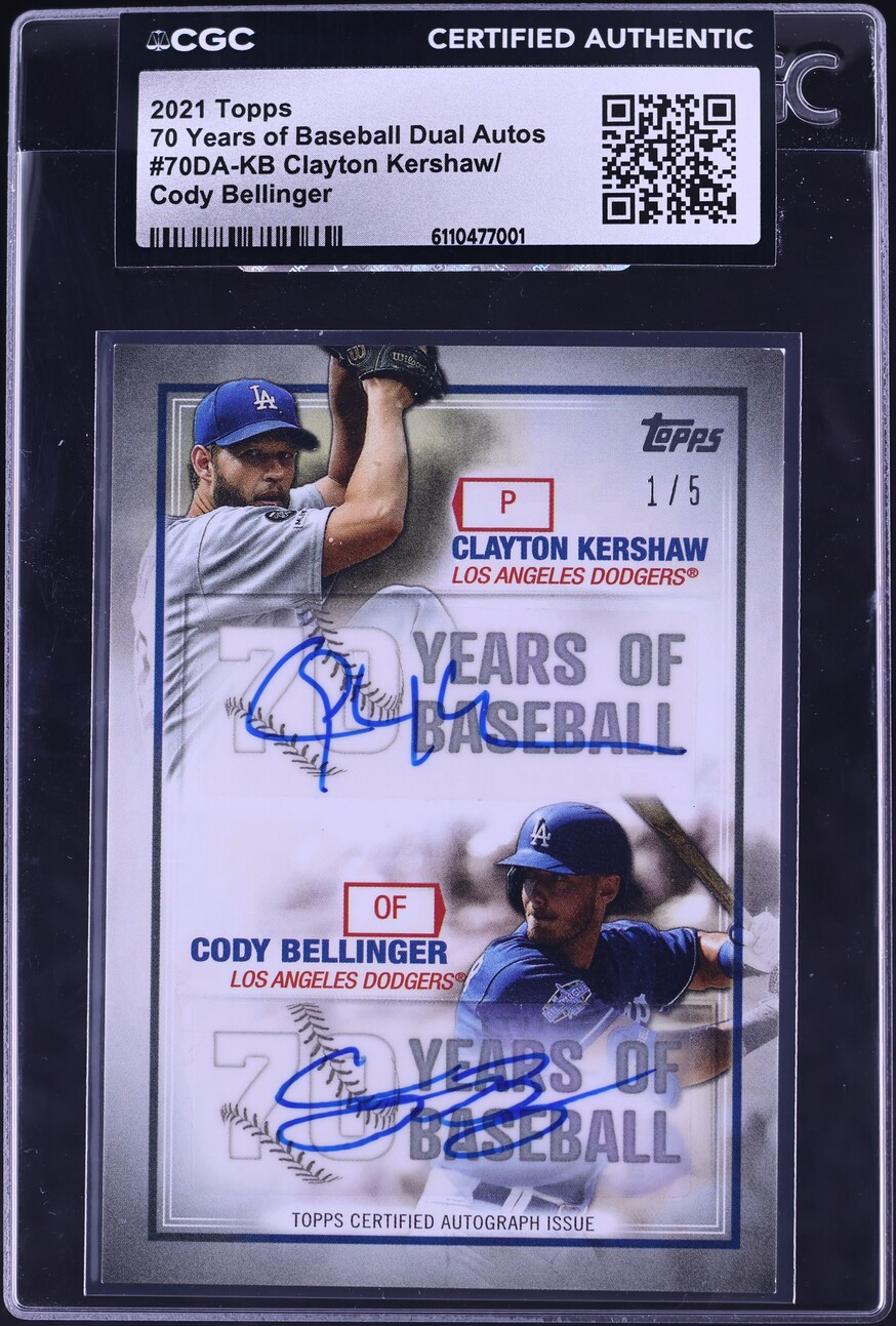 2021 Topps 70 Years Of Baseball Dual Clayton Kershaw Cody Bellinger ...