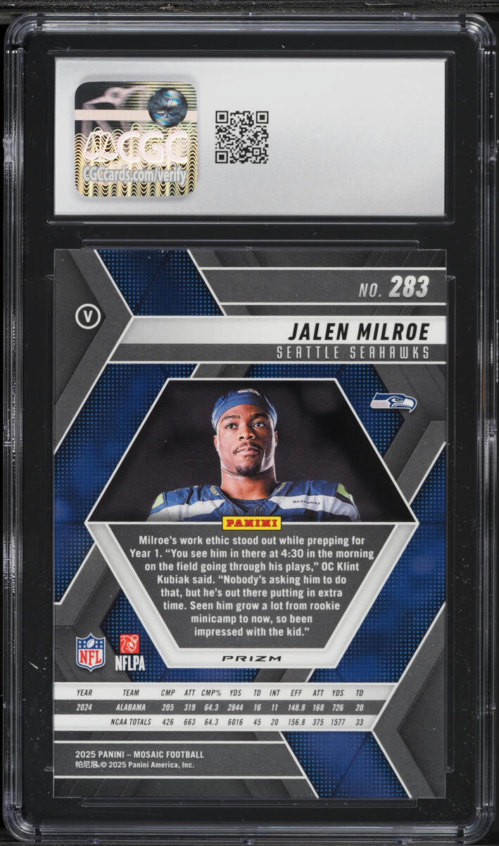 2025 Panini Mosaic Genesis Variation Jalen Milroe ROOKIE #283 CGC 10 ...
