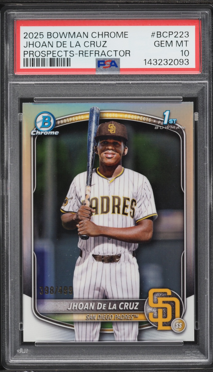 2025 Bowman Chrome Refractor Jhoan De La Cruz PROSPECT /499 #BCP223 PSA ...