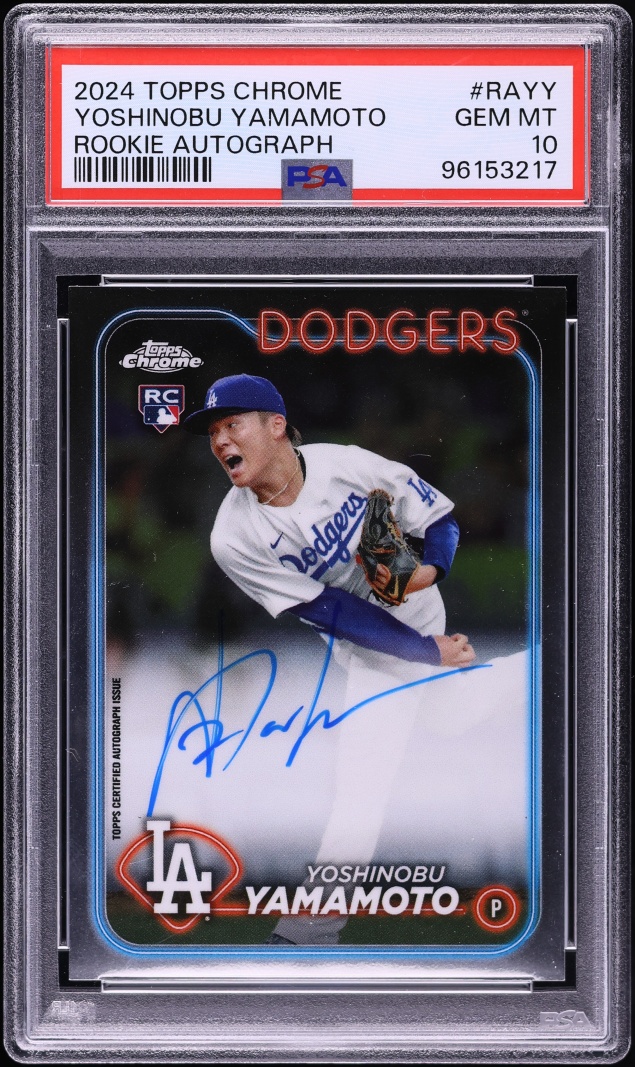 2024 Topps Chrome Yoshinobu Yamamoto ROOKIE AUTO #RAYY PSA 10 GEM MINT ...