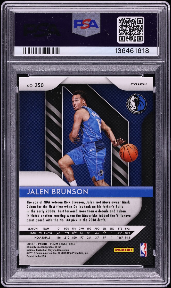 2018 Panini Prizm Silver Jalen Brunson ROOKIE #250 PSA 9 MINT on ...