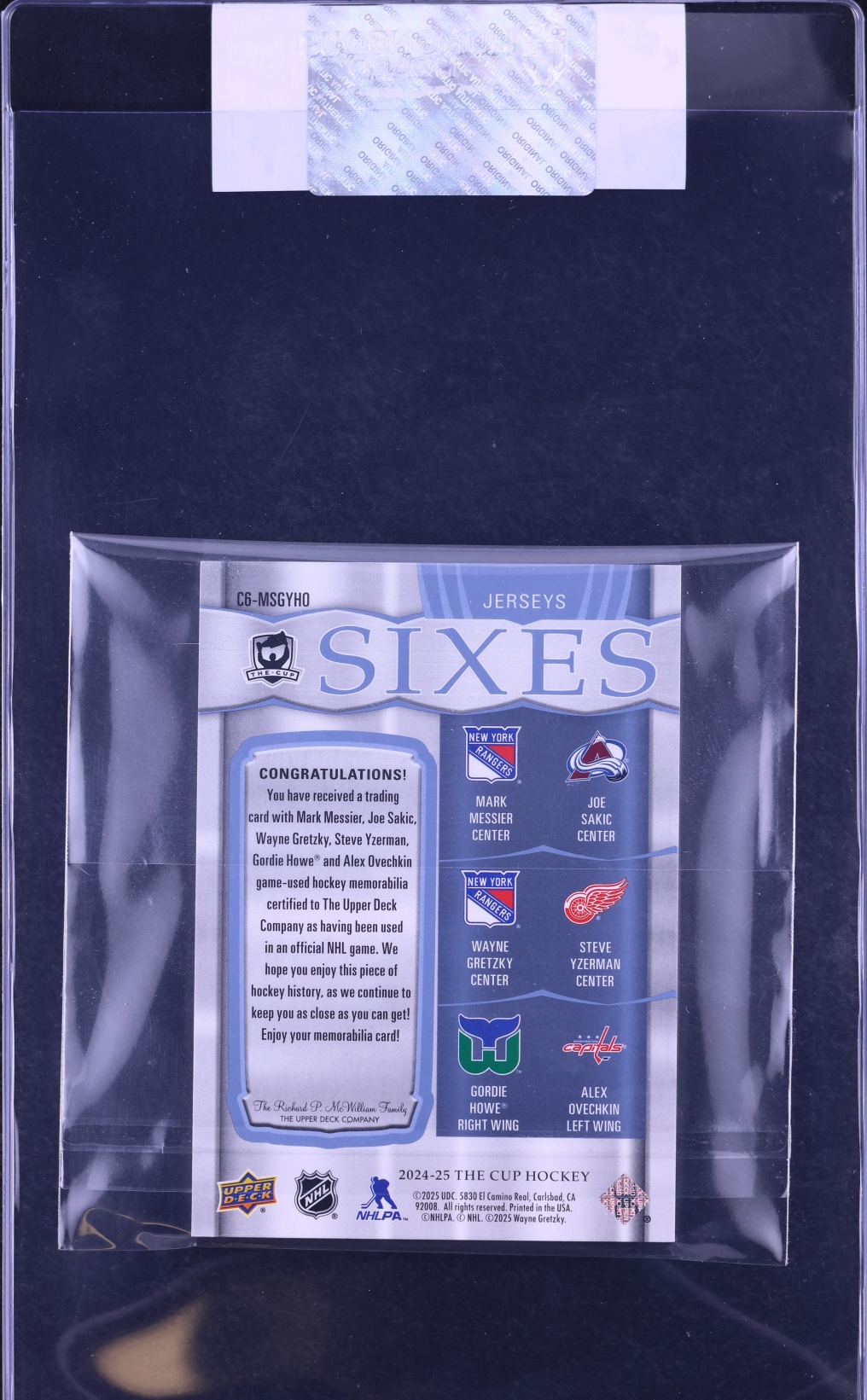 2024 Upper Deck The Cup Sixes Gretzky Yzerman Howe Ovechkin Messier ...