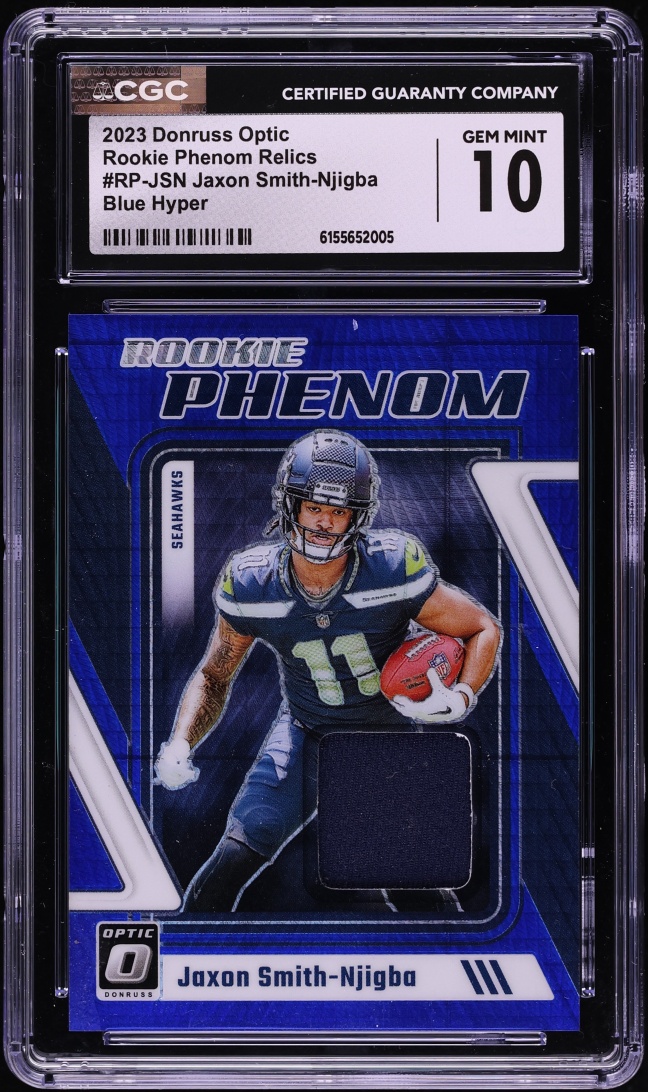 2023 Donruss Optic Phenom Blue Hyper Jaxon Smith-Njigba ROOKIE PATCH # ...