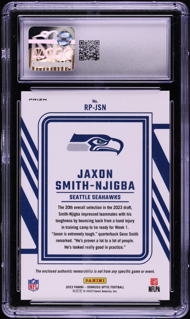 2023 Donruss Optic Phenom Blue Hyper Jaxon Smith-Njigba ROOKIE PATCH # ...