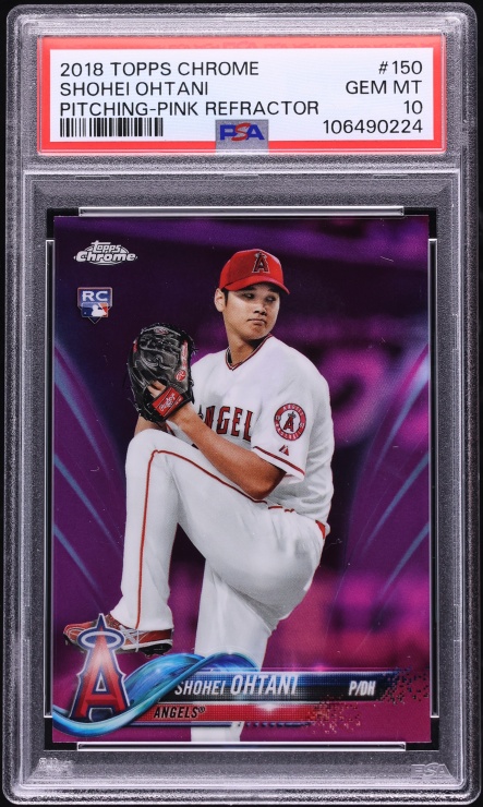 2018 Topps Chrome Pink Refractor Shohei Ohtani ROOKIE #150 PSA 10 GEM ...