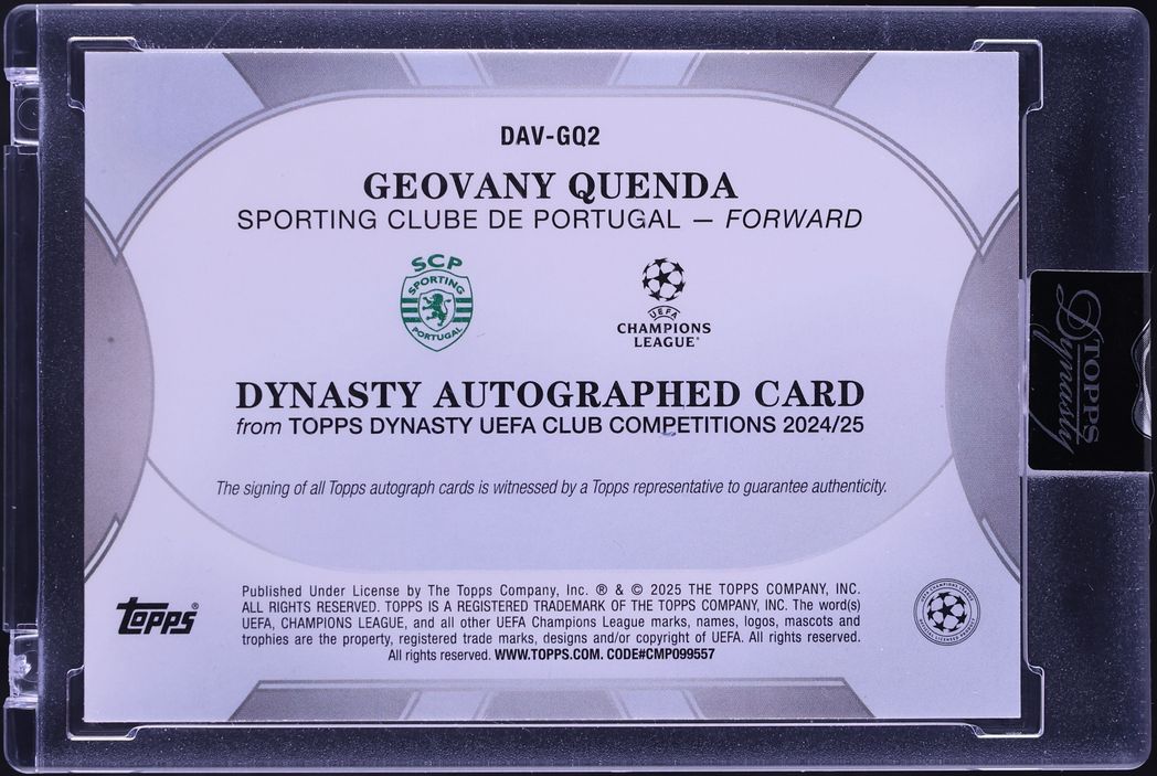 2024 Topps Dynasty UEFA Club Competitions Black Geovany Quenda ROOKIE ...