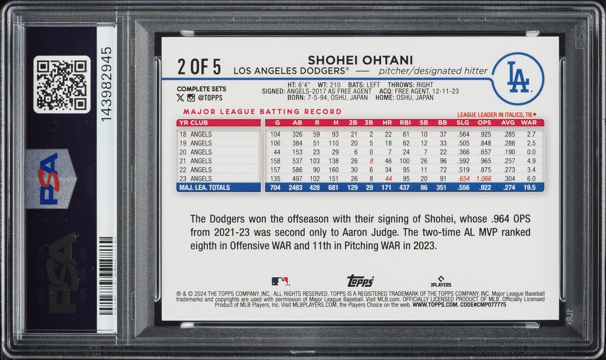 2024 Topps ASG Complete Set Image Variations Shohei Ohtani #2 PSA 9 ...