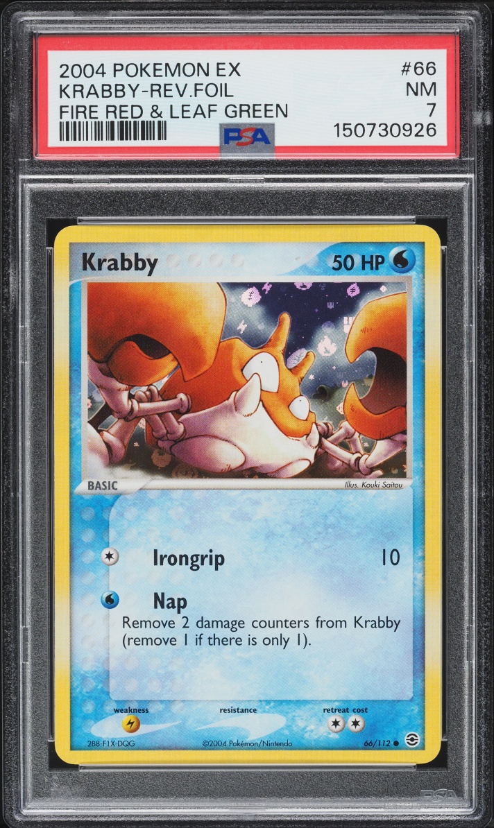2004 Pokemon EX Fire Red & Leaf Green Reverse Holo Krabby #66 PSA 7 ...