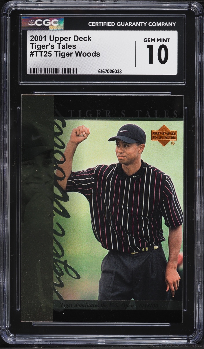 2001 Upper Deck Tiger's Tales Tiger Woods ROOKIE #TT25 CGC 10 GEM MINT ...