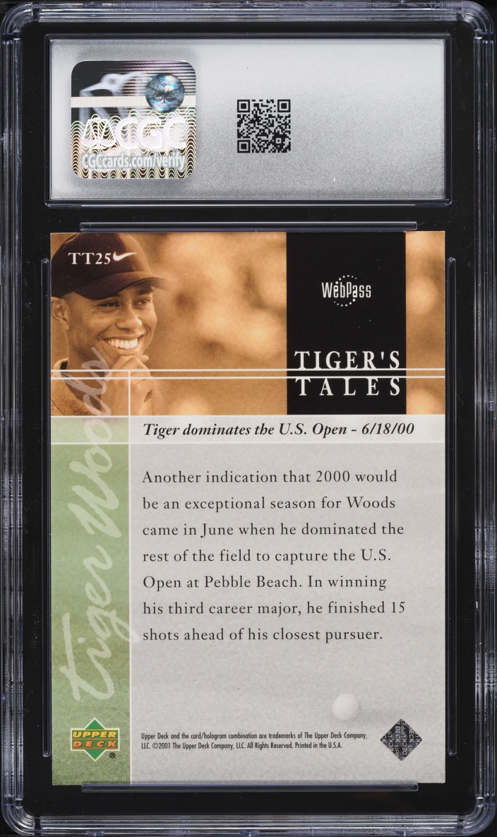 2001 Upper Deck Tiger's Tales Tiger Woods ROOKIE #TT25 CGC 10 GEM MINT ...