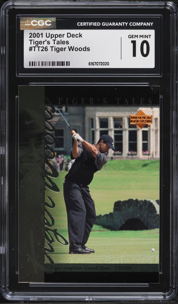 2001 Upper Deck Tiger's Tales Tiger Woods ROOKIE #TT26 CGC 10 GEM MINT ...