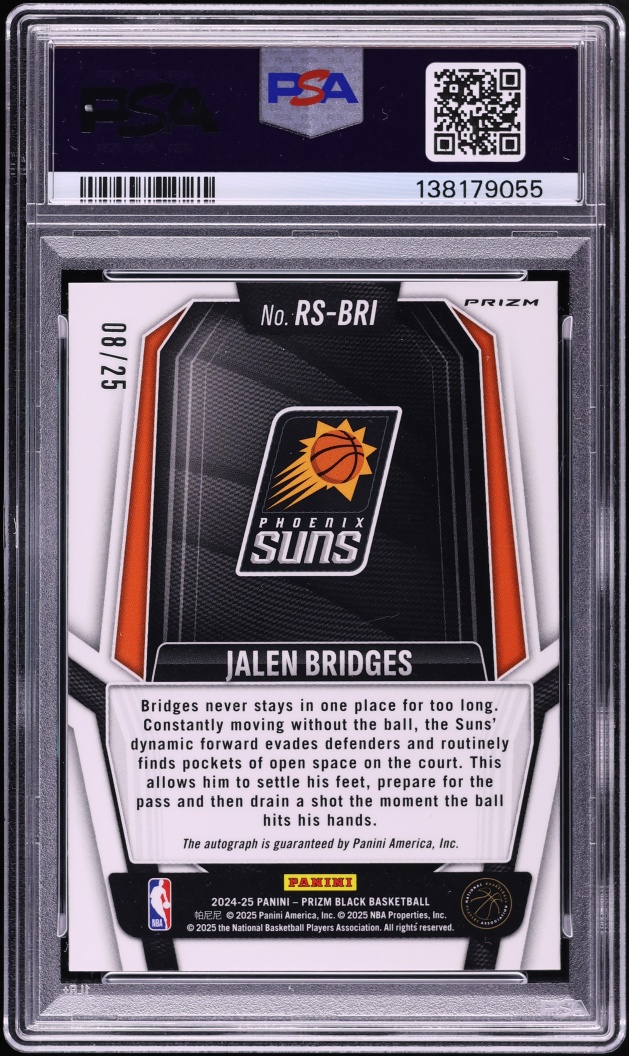 2024 Panini Prizm Black Mojo Jalen Bridges ROOKIE AUTO DNA 10 /25 #RS ...