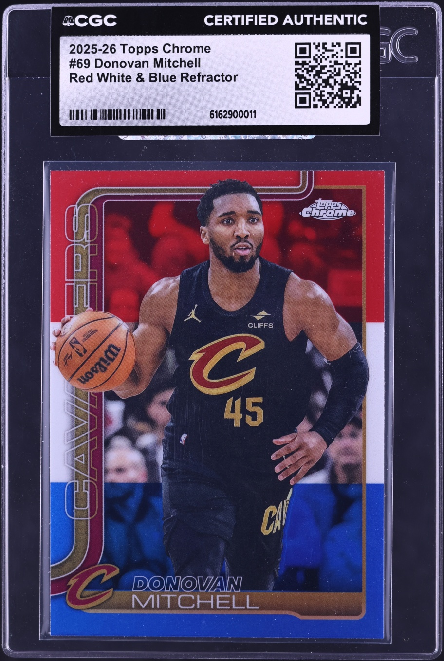 2025 Topps Chrome Red White & Blue Refractor Donovan Mitchell #69 CGC ...