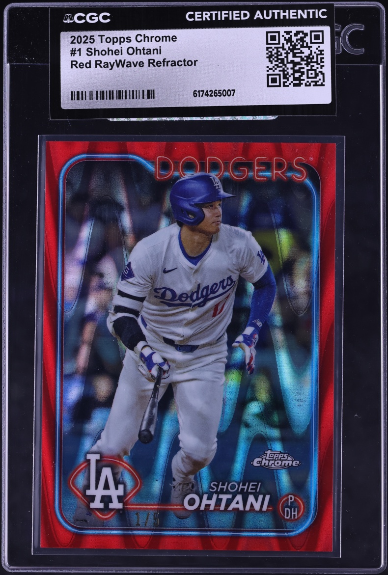 2025 Topps Chrome Red RayWave Refractor Shohei Ohtani 1/5 #1 CGC AUTH ...