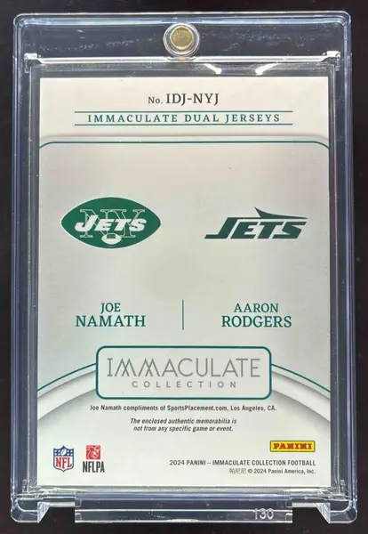 2024 Immaculate Immaculate Dual Prime Gold #10 Aaron Rodgers Joe Namath ...